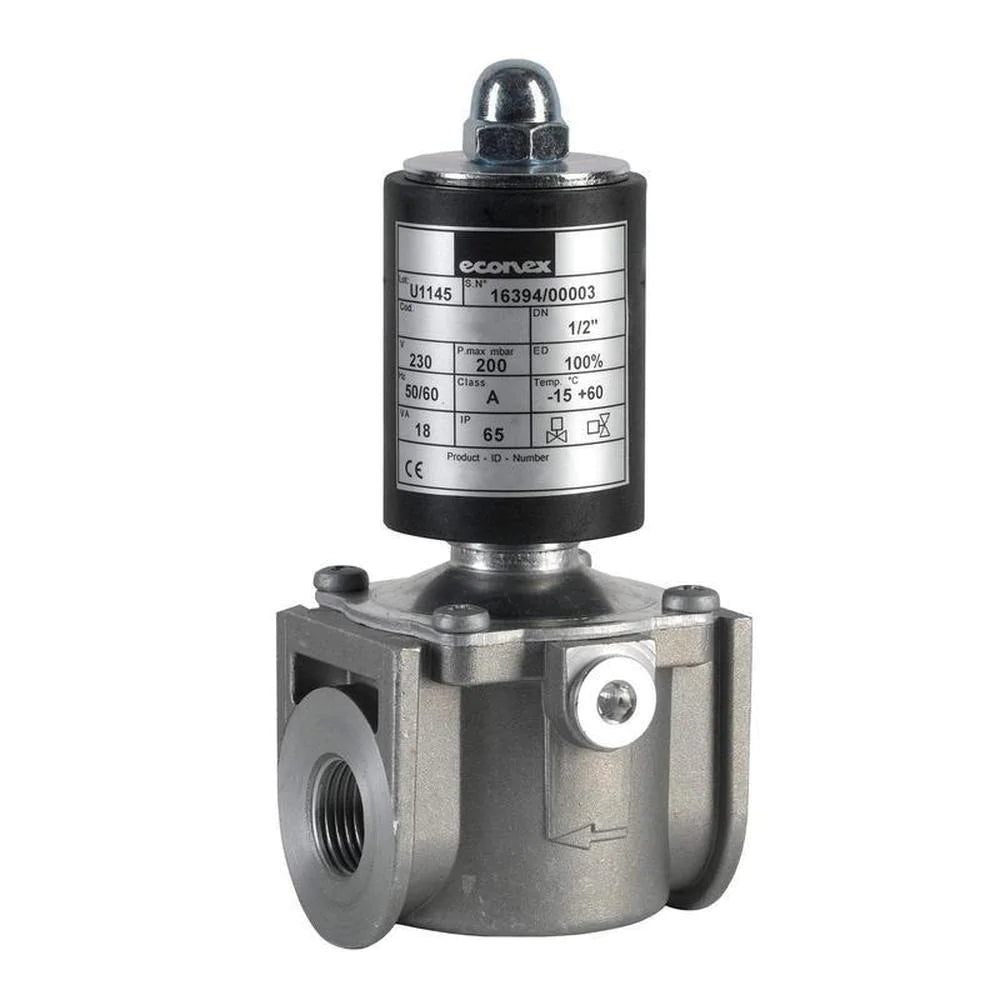 Econex VSAR215C 1/2" Single Solenoid Valve - 200mbar